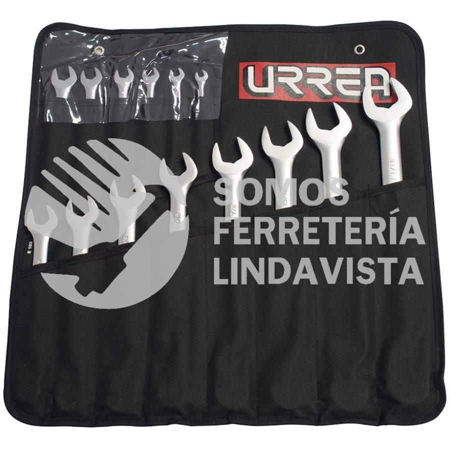 1200DA JUEGO DE 14 LLAVES COMBINADAS SATINADAS EN PULGADAS, 12 PUNTAS URREA - UrreaTools
