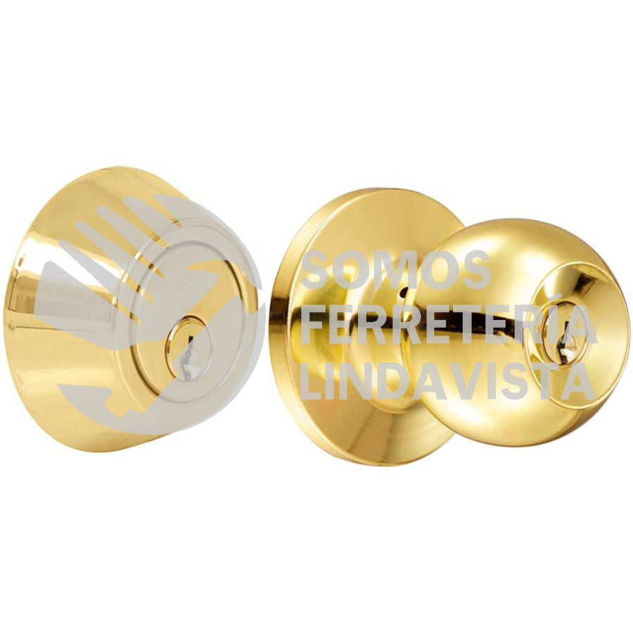 14CB COMBO DE POMO BOLA FUNCION DOBLE, LATON BRILLANTE, LLAVE ESTANDAR ...